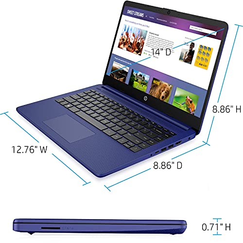 hp 2021 Newest Premium 14-inch HD Laptop, Intel Dual-Core Processor Up to 2.8GHz, 16GB RAM, 64GB eMMC Storage, Webcam, Bluetooth, HDMI, Wi-Fi, Blue, Windows 10 with 1 Year Microsoft 365