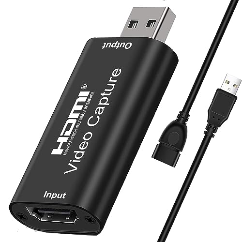 WUINMUT HD Video Capture Card HDMI to USB 2.0 1080P Cam Link Game Capture Card Audio Capture Adapter Screen Record Device for Switch Gaming Streaming, Live Broadcasting (20CM Cable)