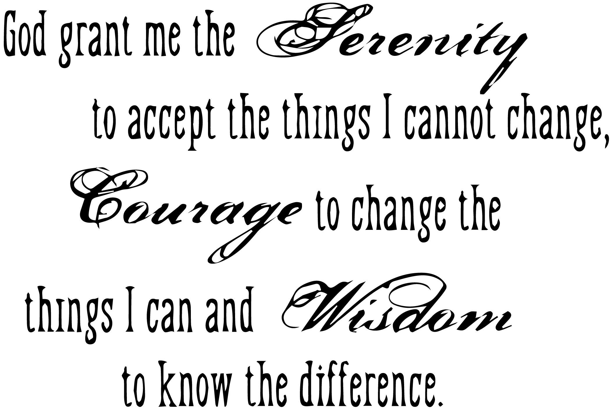 Summerjokes God GRANT Me The Serenity To Accept Things I Cannot Change Courage To Change The Things I Can And The Wisdom To Know The Difference Inspiring Wall Sticker Decal Vinyl Sticker, Wall of Prayer Wall Decoration