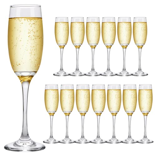 6oz Champagne Flute,Clear Champagne Glasses Set of 14,Elegant Stemmed Champagne Glasses Sparkling Wine Glasses for Birthday,Parties,Wedding