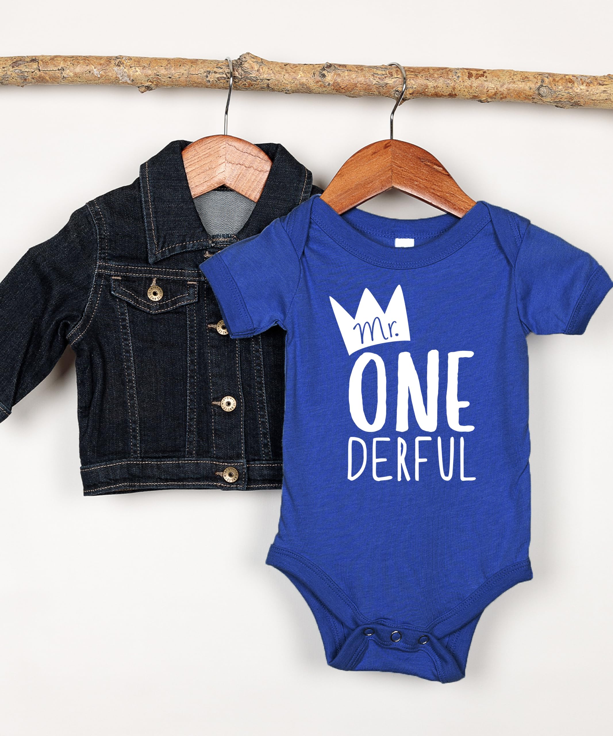 Olive Loves Apple Mr.One-Derful 1st Birthday Bodysuit for Baby Boys First Birthday Vintage Royal Bodysuit 12 Months