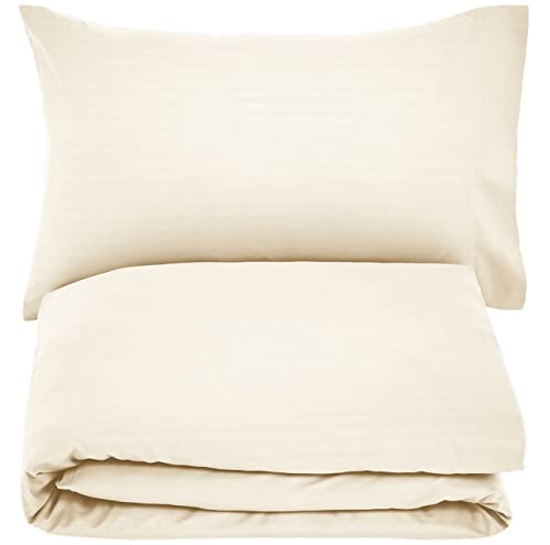 AmazonBasics Deluxe Microfiber Duvet Cover Set with pillow case(s) – 135x200cm, Beige