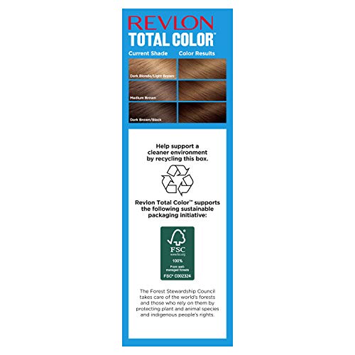 Revlon Total Color Permanent Hair Color, Clean and Vegan, 100% Gray Coverage Hair Dye, 53 Medium Golden Brown