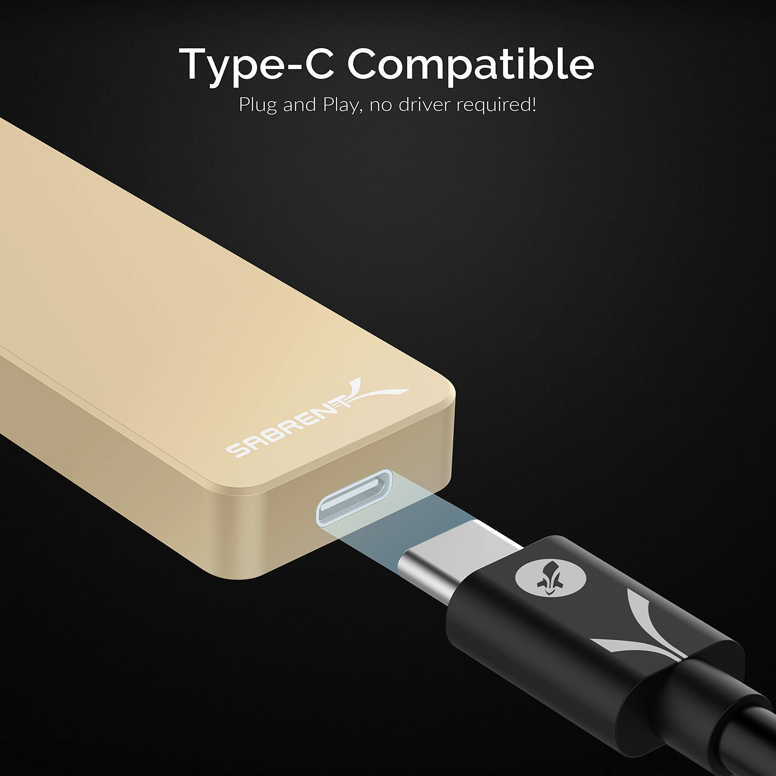 SABRENT 1TB Rocket Nano External Aluminum SSD (Gold) (SB-1TB-NANO-GLD)