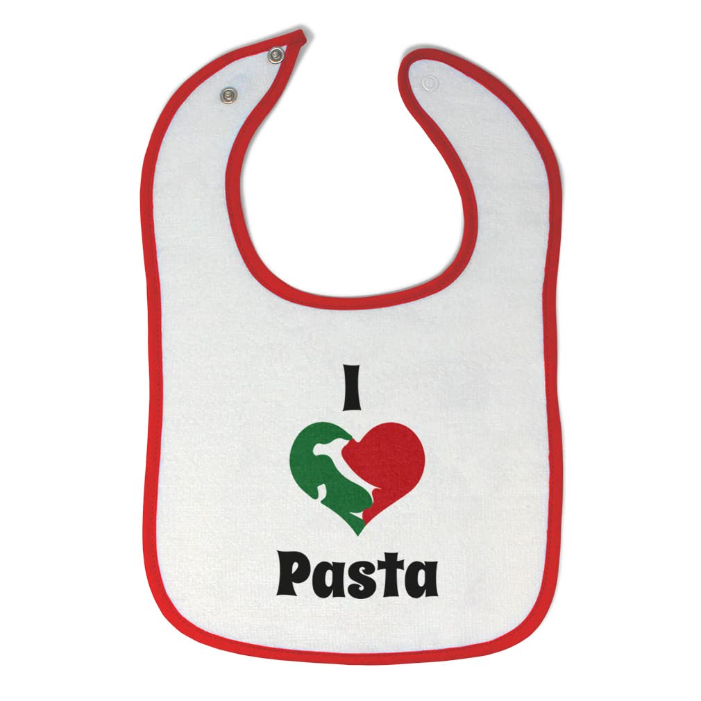 Toddler & Baby Bibs Burp Cloths Others I Love Pasta Italia Map Food & Beverage Others Cotton Baby Items for Baby Girl & Boy White Red Design Only