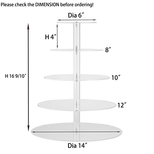 5 Tier Maypole Round Acrylic Cupcake Tree Tower Display Stand Display for Pastry Wedding Birthday Party- 16 Inch