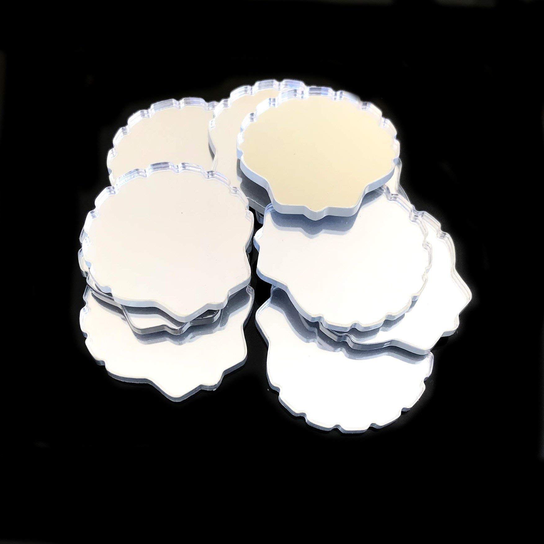 Super Cool Creations Shell Shaped Crafting Mirrors, Set of 10, Many Colours, Shatterproof Acrylic, Bright Green, Pack of 20 x 2cm