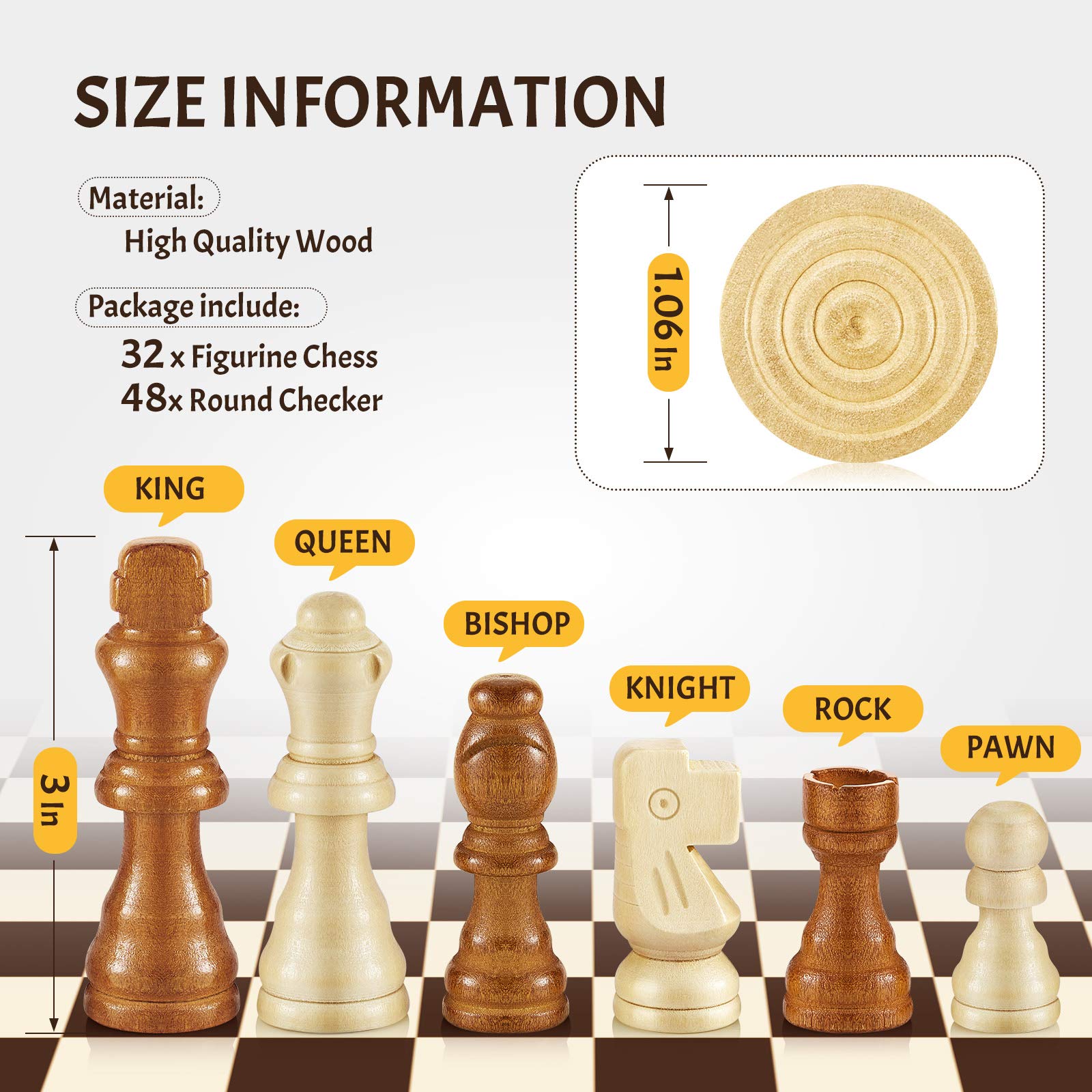 80 Pieces Wooden Checkers Pieces Handcrafted Chess with Drawstring Storage Pouch Classic Wooden Chess Game Set Board Games Accessories in 2 Styles, 2 Colors