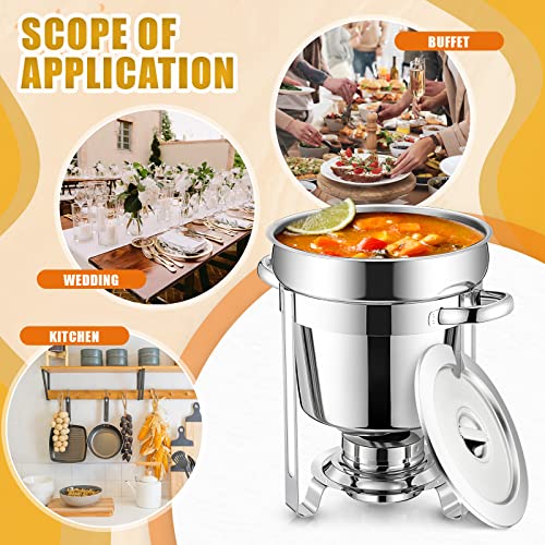 3 Pack Soup Warmer Soup Chafers for Catering Commercial Food Warmer with Pot Lid and Fuel 7 Qt Round Chafing Dish Buffet Set for Catering Buffet Servers Parties Events
