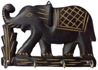 Earthly Home Wooden Key Holder- Elephant Design-Decorative Wooden Wall Organizer for Keys-Wooden Key Holder-Wall Key Holders-Key Hook-Home Decor Item-Key Organizer-Antique Vintage Design-Length-4 Hook