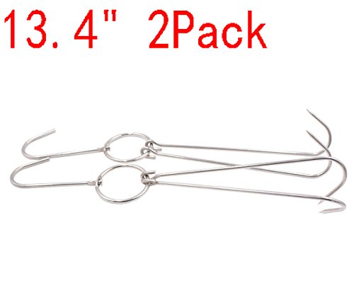 Alele Double Hooks Meat Hooks Poultry Roasting Hooks Butcher Hook Processing Meat Hook Stainless Steel Rotary Device Slaughtering Barbecue (13.4in Meat Hooks)