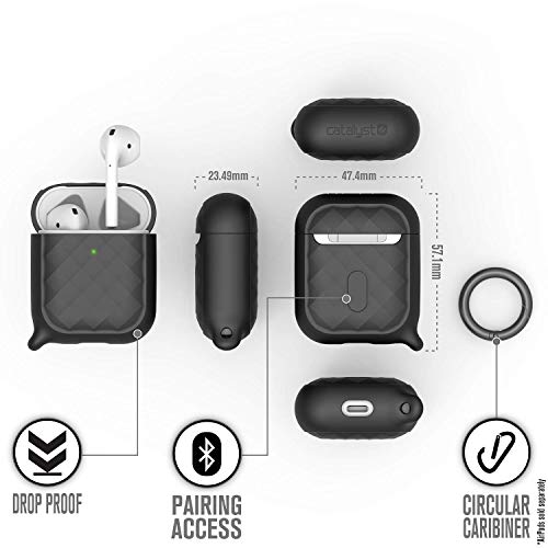 Catalyst Ring Clip case for AirPods 1 & 2 Silicone AirPods Case with Textured Pattern, Extra Grippy High Gloss Surface Finish,