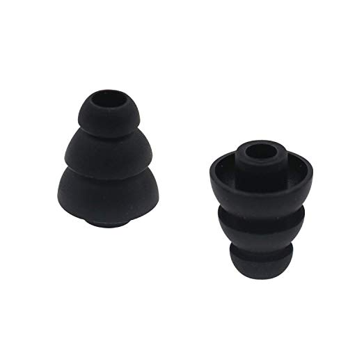 BLLQ 6 Pairs Replacement Triple Flange Conical Ear Tips Earbuds Eartips Silicone Buds for Most in Ear Headphones (Sony Senso Powerbeats etc.) Black [Small Size] (3flange Tips S)
