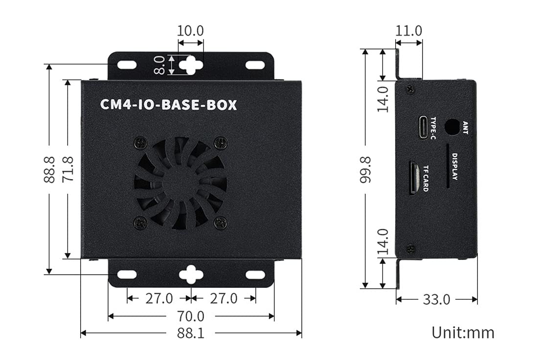 Mini-Computer Based On Pi Compute Module 4 (CM4 NOT Included), Mini IO Board Full Version,Cooling Fan Inside, Metal Case Cov