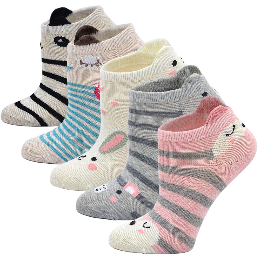 Artfasion Kids Cotton Ankle Animal Socks - Cute Cartoon Crew Socks Soft Funny Childs Socks Breathable Toddler Sock for 8-11 Years Girls
