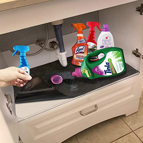 Bathroom/Kitchen Cabinet Mat Shelf Tray Drawer Liner Organizer - Premium Under The Sink Pad, Absorbent/Waterproof/Washable/Lightweight/Cuttable - Protects Cabinets, Contains Liquids (24" x 29")