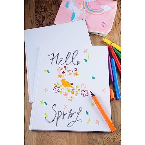 6 Pack White Hardcover Blank Book, 8.5x11 Unlined Journals for Students, Kids, Story Writing (18 Sheets/36 Pages)