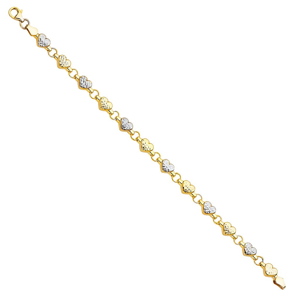 14k REAL Two Tone Gold Stampato Bracelet - 7.25"