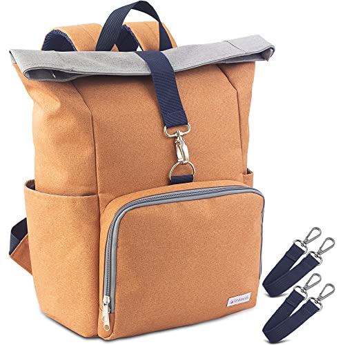 Ferskenciel Diaper Bag Backpack â Minimalist Multi Function Large Durable Stylish Travel Maternity Baby Girl Boy Nappy Bag with Stroller Straps, Insulated Bottle Pockets, Parents Pocket, Brown Grey