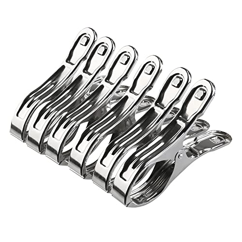 6pcs Stainless Steel Large Beach Towel Clips Clothespins Clothes Pegs Clothes Hanger Clamp Storage Organization Clip Hanger