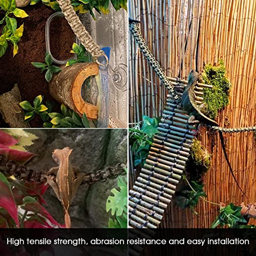 2 Pcs Reptile Vines, Bendable Reptile Plants Pet Habitat Decor with 3 Suction Cup Accessories for Climbing Chameleon Crab Lizards Snakes Gecko Frog Hermit Crab