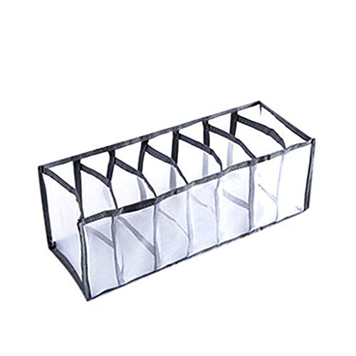 OFMWBN Underwear Organizer Drawer Divider, Underwear Bra Socks Panty Storage Boxes, 6/7/11 Cell Collapsible Closet Cabinet Storage Boxes, Bra Organizer, Home Dormitory Organization (Black/7 Cell)