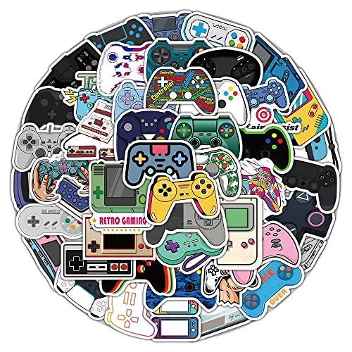 50 Pcs Retro Gamepad Stickers Game Controller Decals for Water Bottle Hydro Flask Laptop Luggage Car Bike Bicycle Vinyl Waterproof Gaming StickersĀ Pack