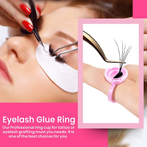 KB Essentials 100pcs Glue Rings for Eyelashes Extension - Lash Extensions Supplies Glue Holder for Lashes Fan β Adjustable, Disposable & Blossom Ring Fanning Cups for Nail Art, Tattoo & Makeup
