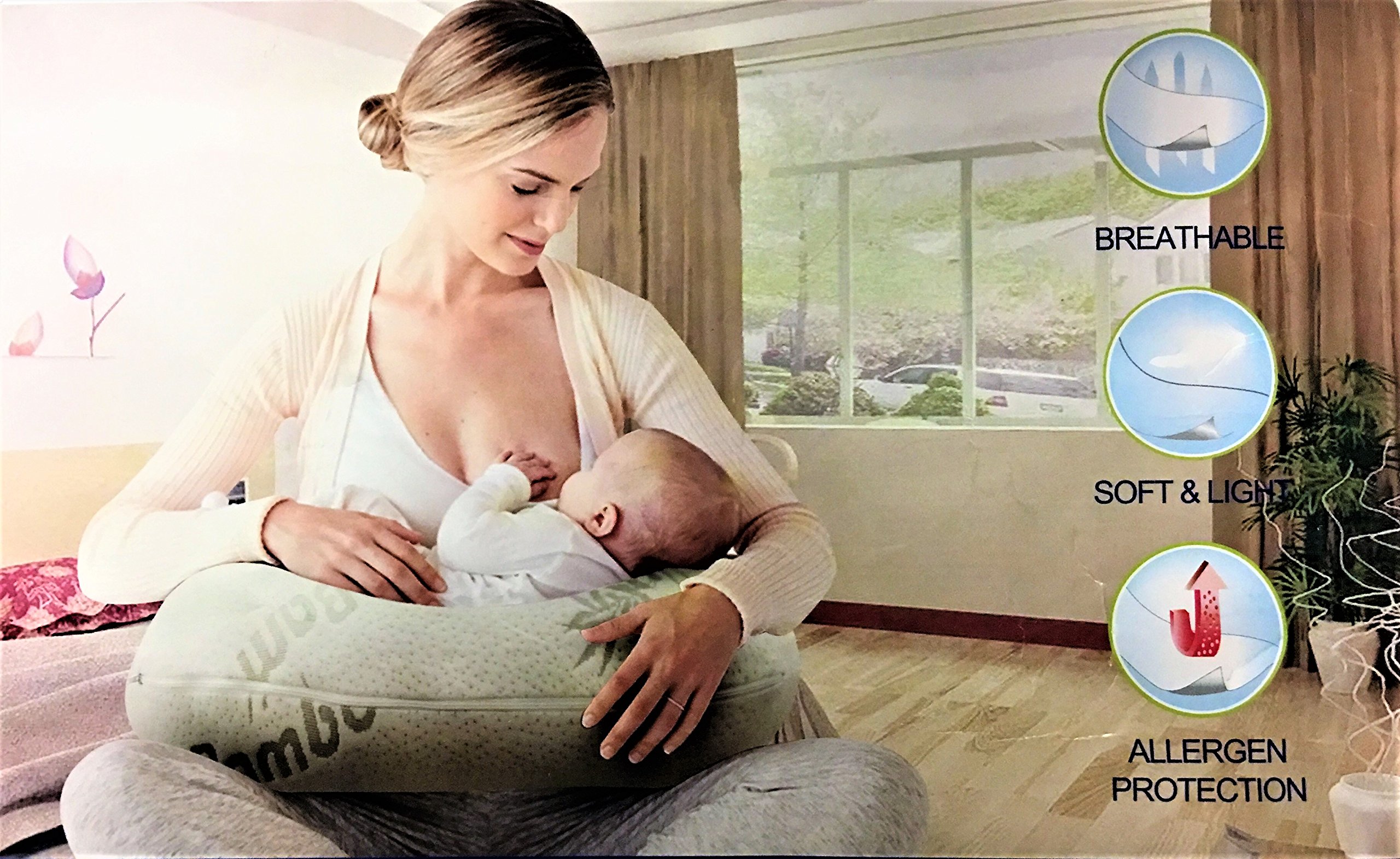 All American Collection Comfortable Soft Plush Light Polyester Bamboo Nursing Travel Pillow for Mom Baby Toddler