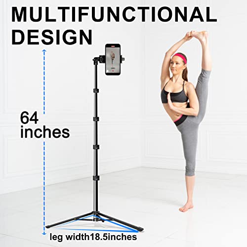 64 Inch Selfie Stick Tripod with Wireless Remote, Phone Tripod Stand Group Selfies/Live Streaming/Video Recording Compatible with All CellphonesâŚ