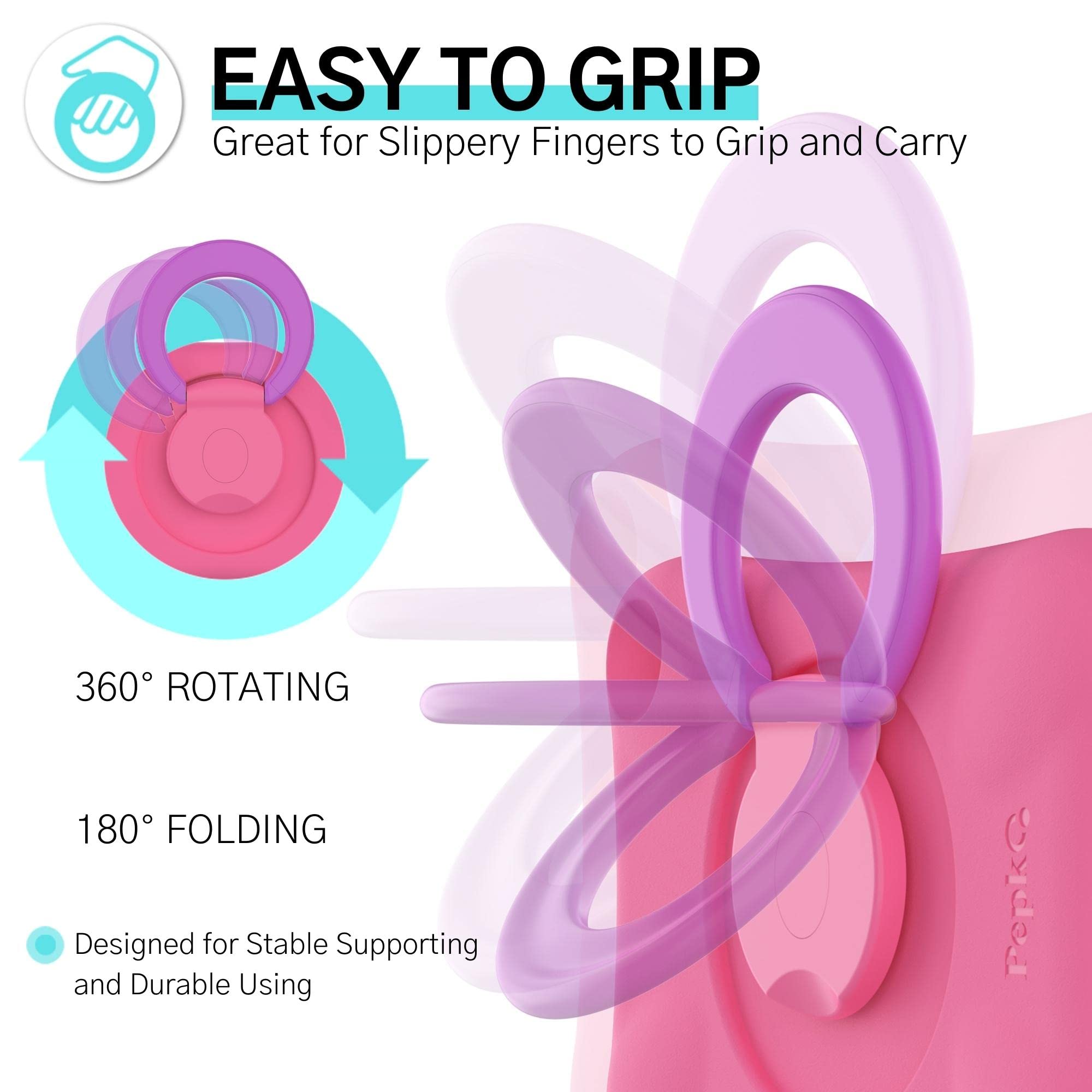 PEPKOO Kids Case for Fire HD 8 & HD 8 Plus Tablet, Light Weight Flexible Shockproof Cover with Foldable Handle Kickstand for Amazon Kindle Fire Tablet 10th Generation 2020, Pink Purple