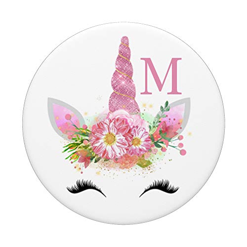 Cell Phone Holder Pop Up Handle,Cute Unicorn Pink Initial M PopSockets PopGrip: Swappable Grip for Phones & Tablets