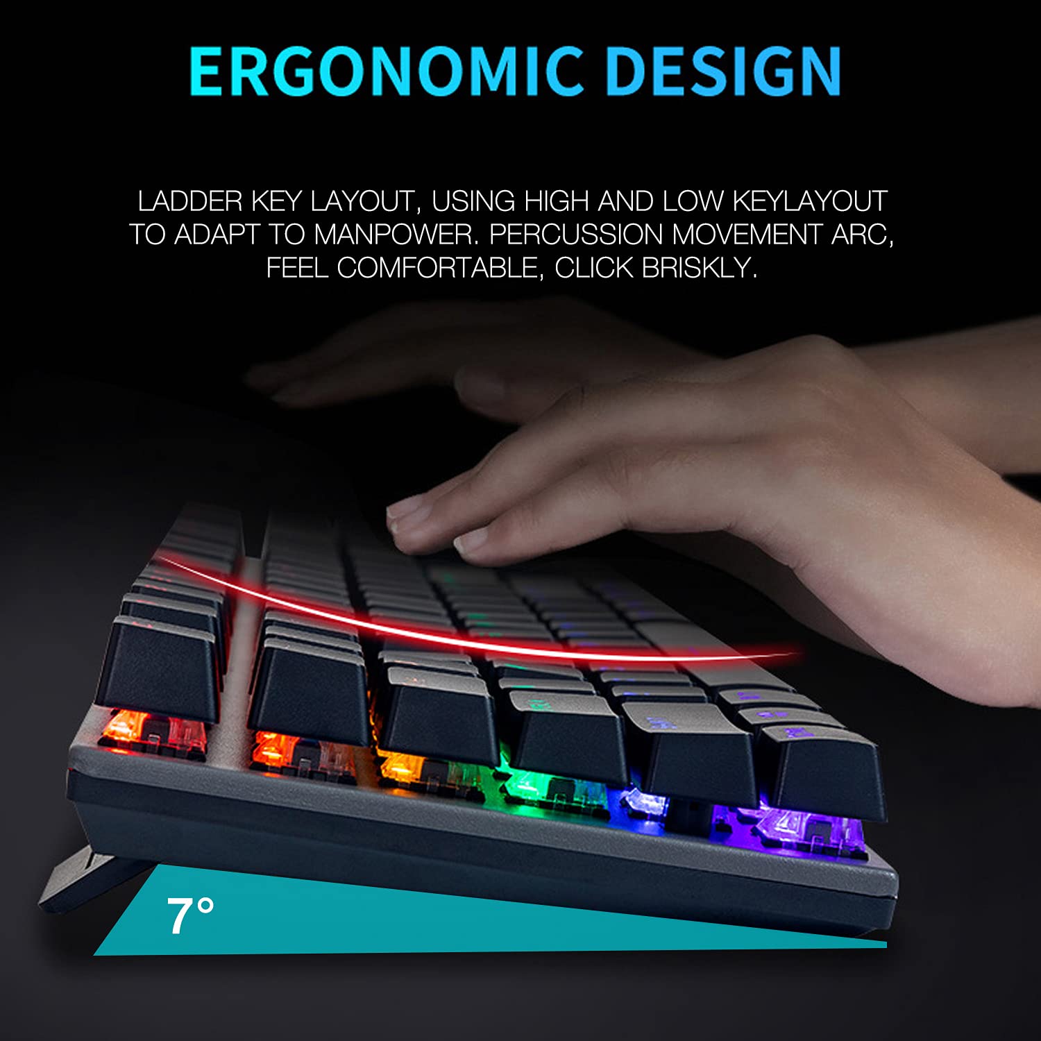 CHIROPTER Mechanical Keyboard and Mouse Combo, Wired RGB LED Backlit Mechanical Gaming Keyboard with Blue Switch, Gaming Mouse for Windows PC Gamers