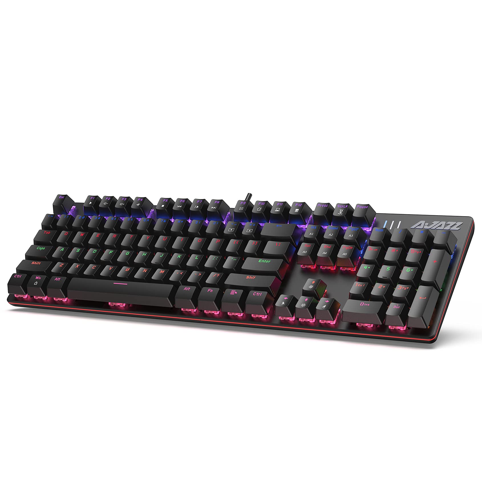 Xooec AK33-Pro Mechanical Gaming Keyboard RGB LED Rainbow Backlit Wired Keyboard with Blue Switch 100% Anti-Ghosting Keyboards for Windows Gaming PC/MAC