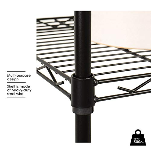 5-Wire Shelving Unit Steel Large Metal Shelf Organizer Garage Storage Shelves Heavy Duty NSF Commercial Grade Utility Storage Metal Layer Rack for Garage Kitchen Office 14"D x 24"W x 60"H,Black