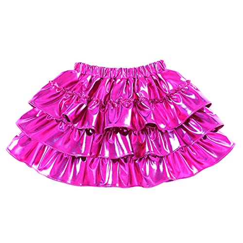 Somlatrecy Girls' Metallic Skirt Toddler Gold Tutu Skirt for Girls Sequin Skirt Rose 7 Years