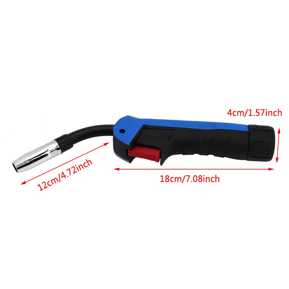 15AK CO2 Welding MIG/MAG Torch Gun Parts Head Replacement with Rubber Handle and Metal Nozzle for 150A 250A Welder