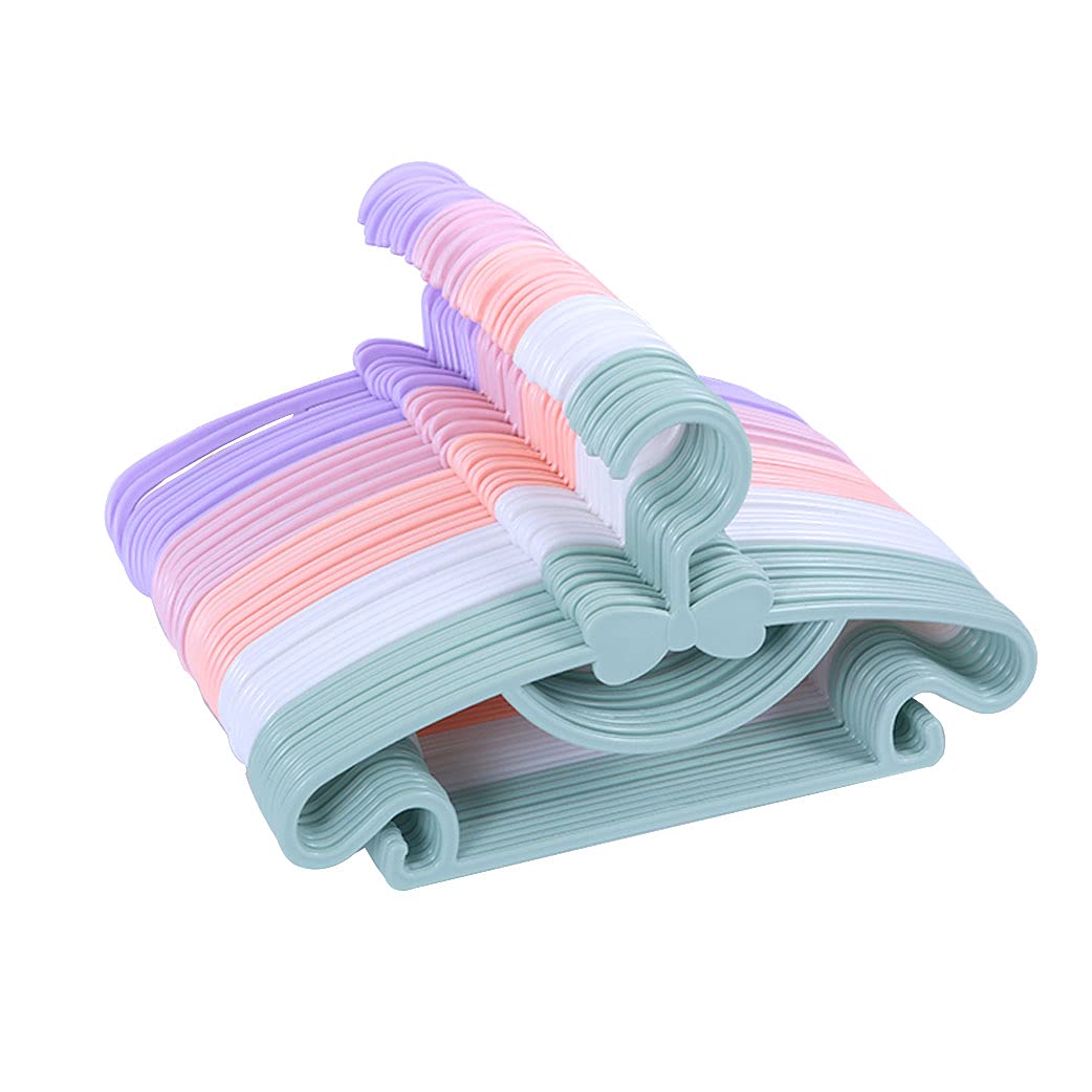 veeyidd Children's Hangers Plasti - 11.6" Size for Baby Kids Infant & Toddler Clothes (5 Colors, 50 Pack)