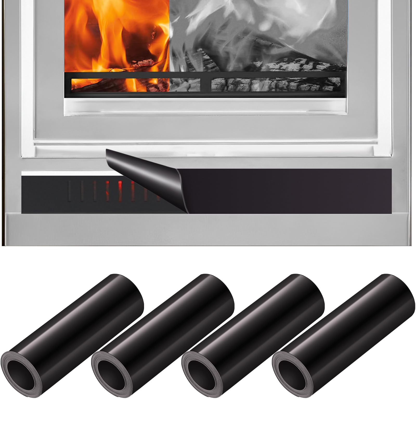 4 Pieces Magnetic Fireplace Draft Blocker Fireplace Vent Cover Blocker for Heat Loss Indoor Magnetic Draft Stopper for Inside Iron Frame Screen(36 x 4 Inch)