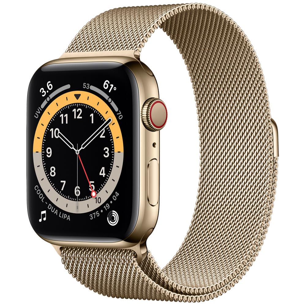 Apple Watch Series 6 40mm Gold Aluminum Milanese Loop (GPS+Cellular) M02P3LL/A (Renewed)