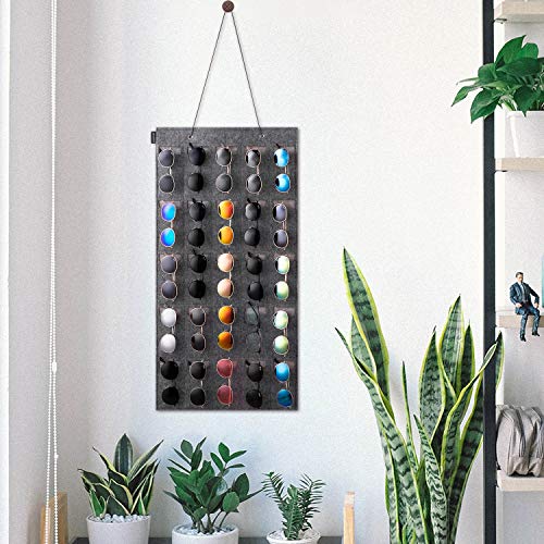 AFUOWER Sunglasses Organizer Storage Hanging Wall for Men Women Sunglasses Holder 25 Slots, Eyewear Display Wall Mounted (Gray)