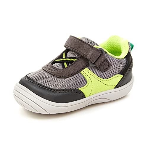 Stride Rite 360 Infant and Toddler Boys Gogo First Walker Shoe, Grey/Neon, 4 Toddler