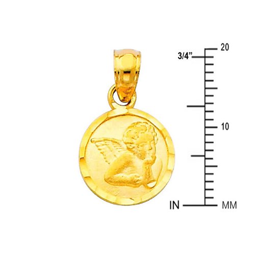 14k REAL Yellow Gold Religious Angel Charm Pendant