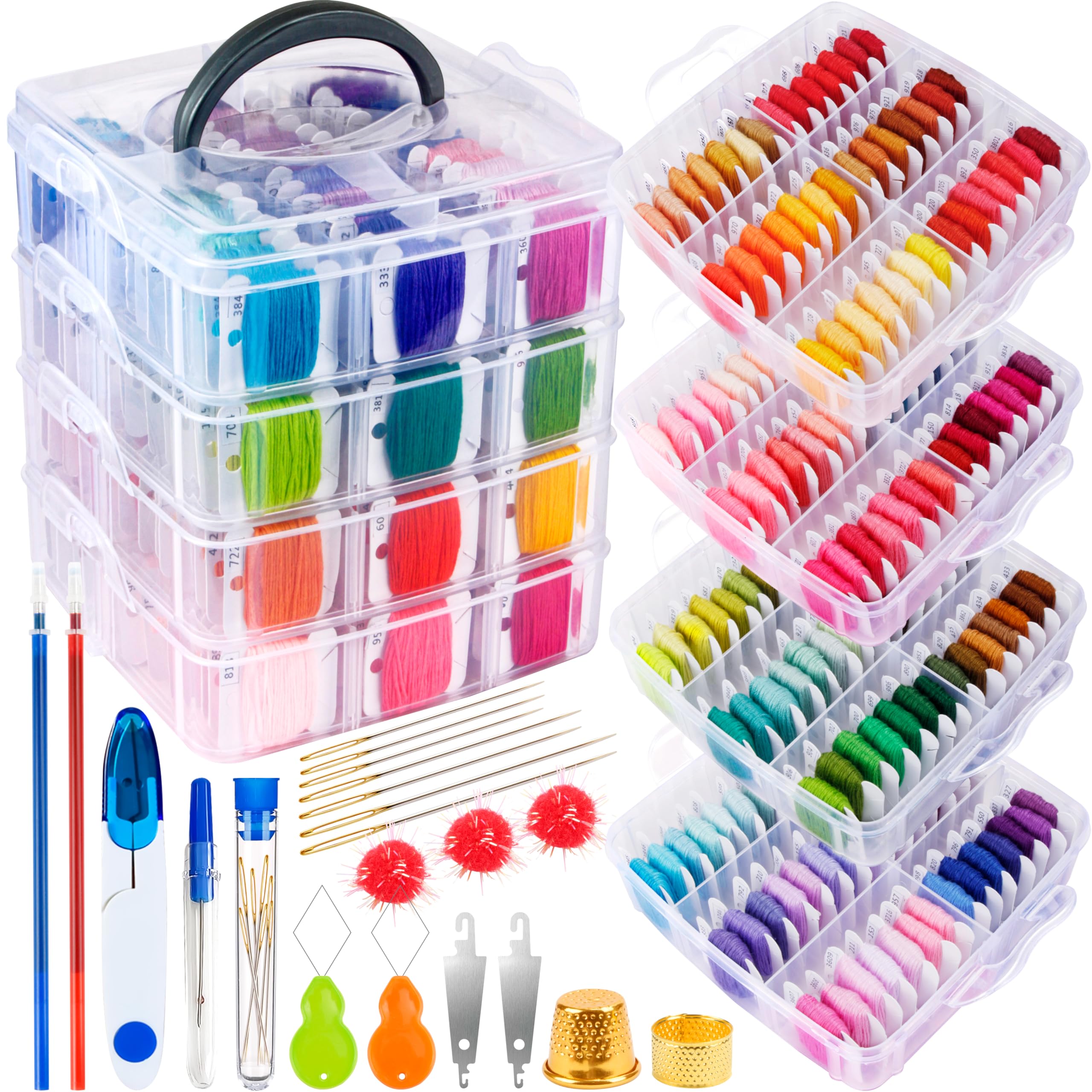 1023 Pack Embroidery Floss Set Including 120 Colors Cross Stitch Thread,103 Pcs Cross Stitch Tool,800 Friendship Bracelets Kits and a Storage Box