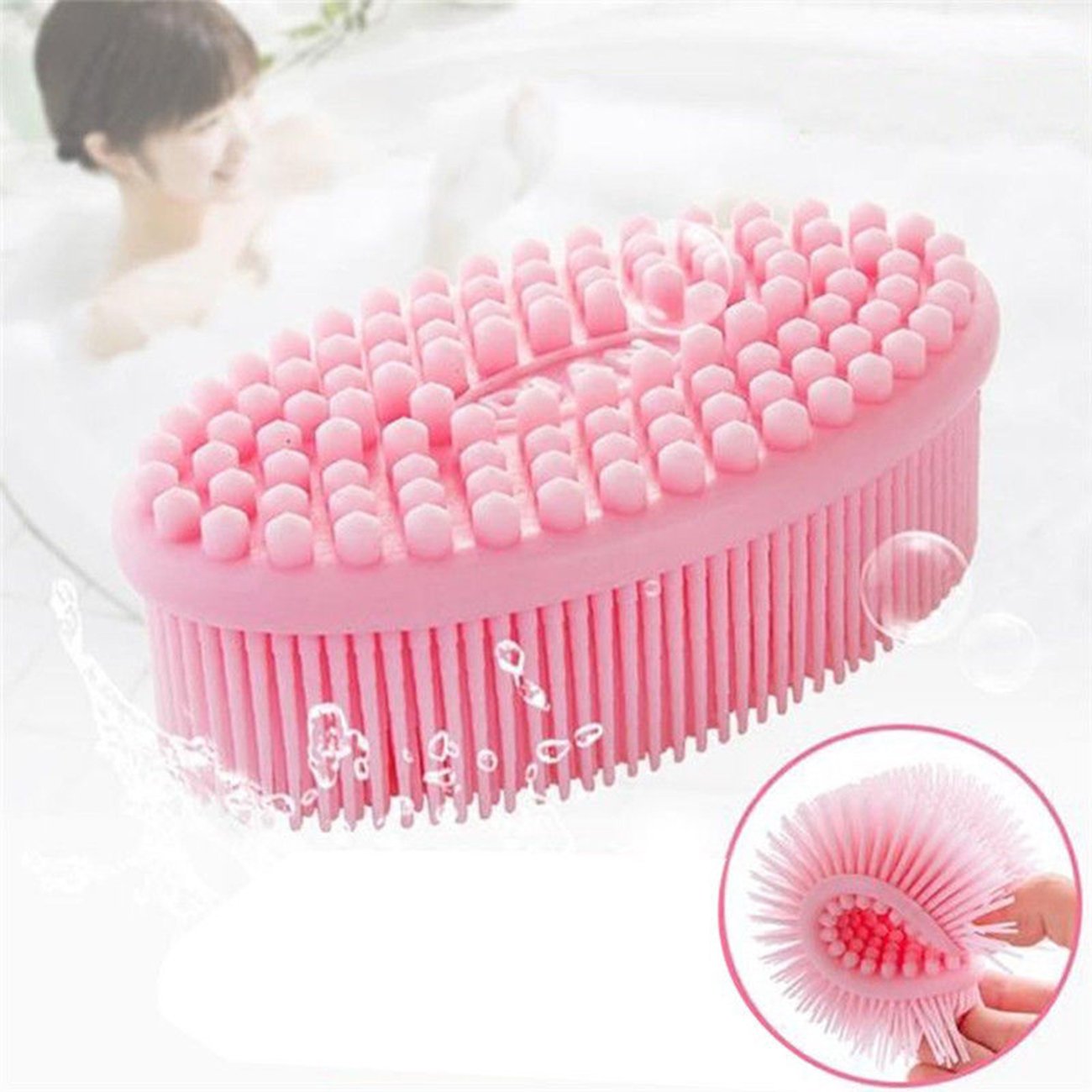 3 Set of Multifunctional Silicone Body Scrubber Loofah Soft and Skin-Friendly-,Easy to Clean,Scalp Massage ,Durable and Hygienic - Suitable for Various People and Pets (1 Count Pink)