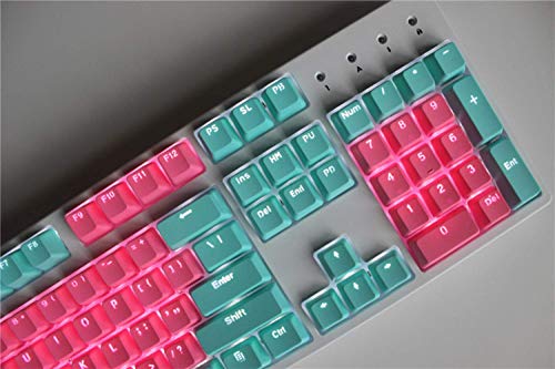 87/104 Keys Miami Doubleshot PBT Backlit Translucent Keycap Key caps ANSI/ISO Layout OEM Profile for 60%/87 TKL/104/108 Cherry MX Mechanical Gaming Keyboard (104 Keys)