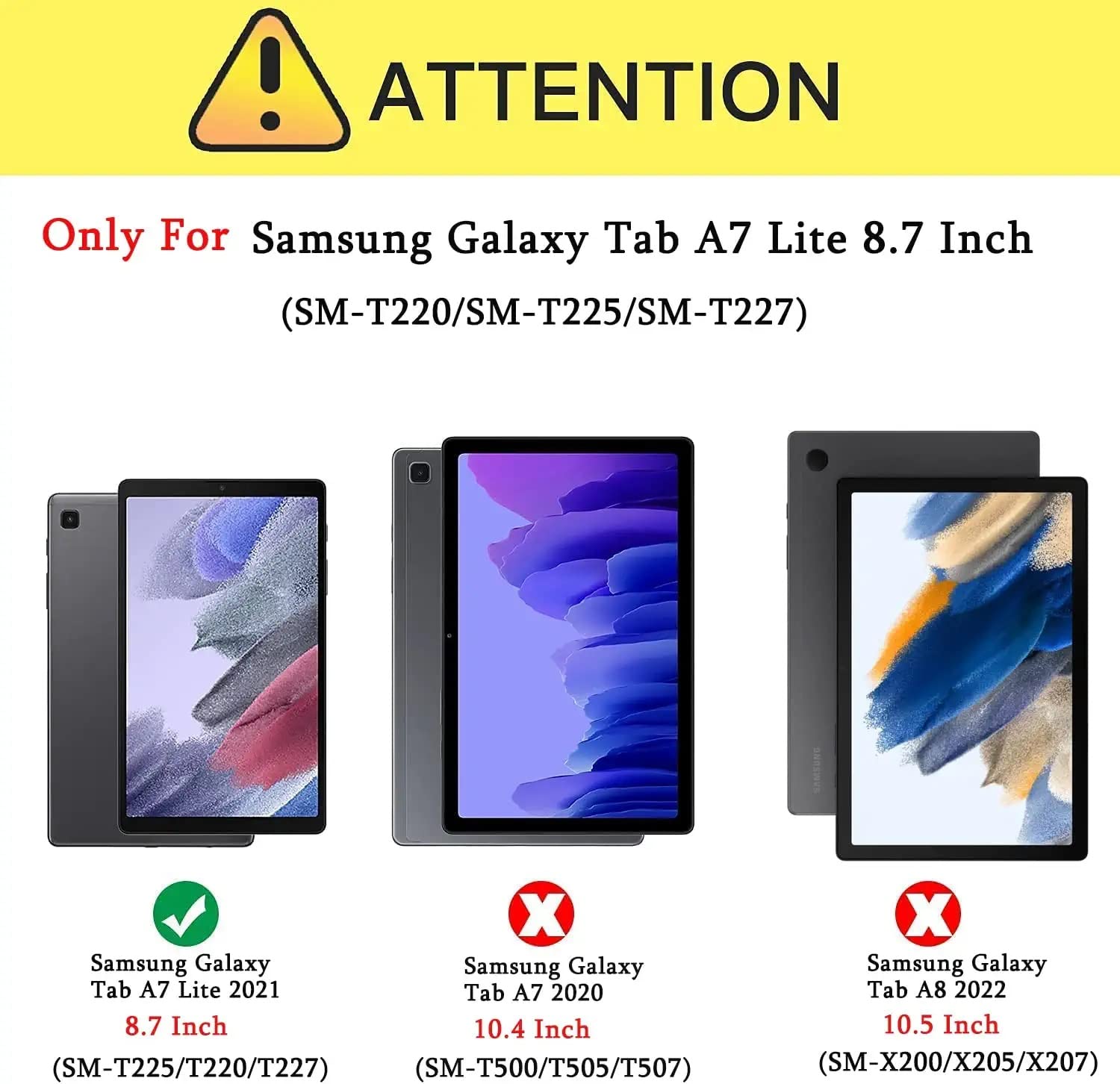 KIQ Shield for Samsung Galaxy Tab A7 Lite Case w/Screen Protector Rotating Hand Strap Kickstand Samsung Galaxy Tab A7 Lite 8.7 Case Kid Proof 2021 SM-T220 T225 T227 - Black