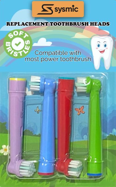 4 x Kids Toothbrush Heads Replacement Oral B Compatible Children Toothbrush Head Child Soft Bristle Refill
