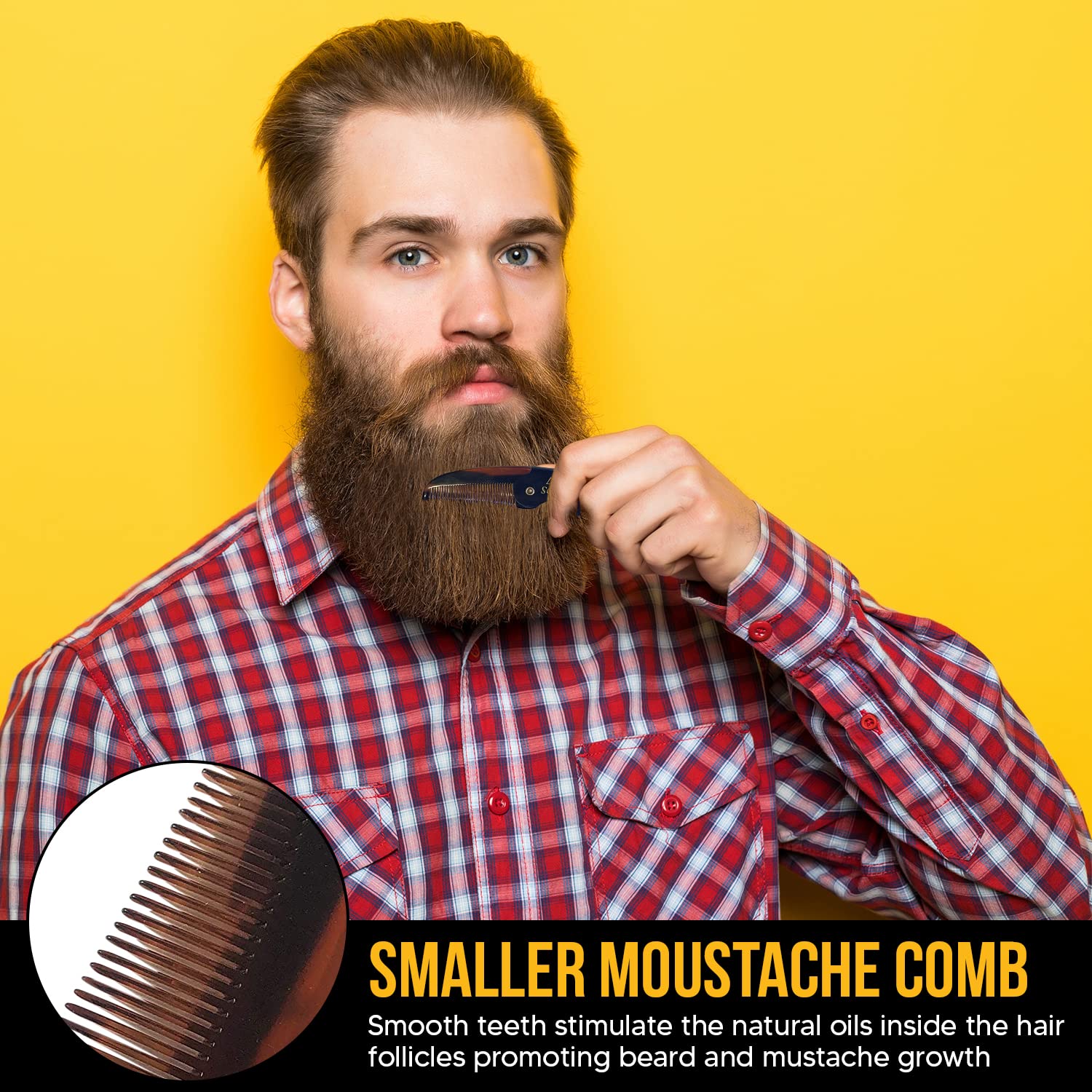 2 Mustache Wax Kit | Beard Wax for men strong hold | Moustache Wax for Men | Organic Mustache Care | Unscented Moustache Wax Neutral with Folding Comb - Set of Two 0,5 Oz Waxes |