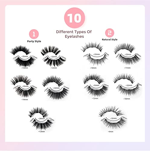 Upgraded 3D 5D Magnetic Eyelashes with Eyeliner Kit, 10 Pairs Natural Look 5 Magnets Eyelashes with Tweezer,Waterproof Liquid Eye Liner,Softer Reusable False Lashes Ultra Strong Hold and No Glue